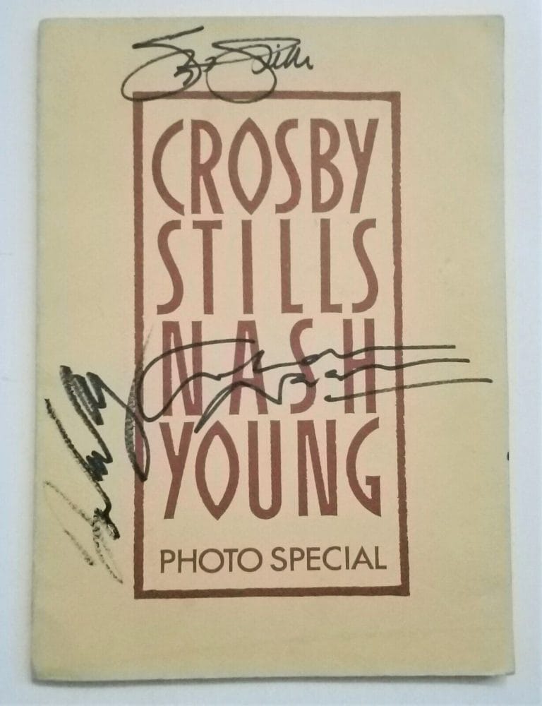 Crosby Stills & Nash TWICE SIGNED 1990 Photo Book JSA LOA + Jackson ...