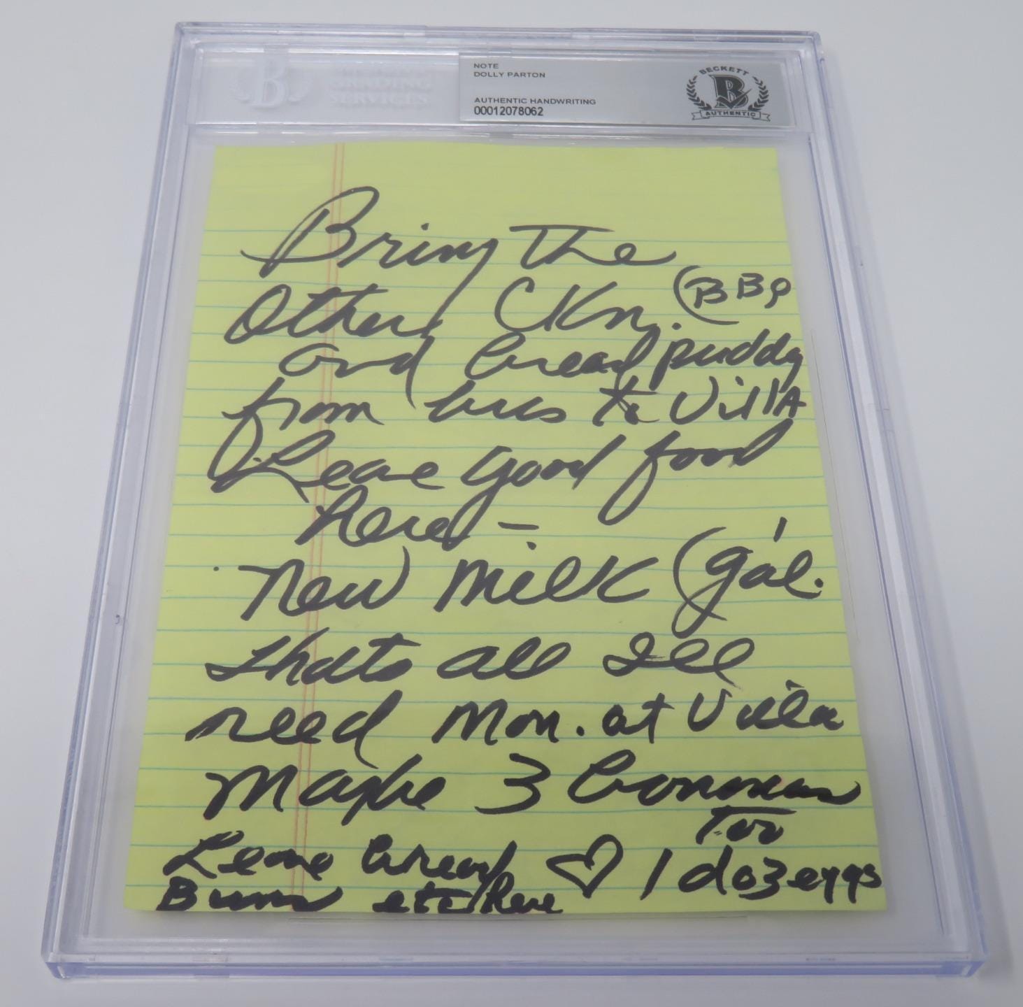 New ListingDOLLY PARTON Handwritten "To Do" List Personal Note Slab ...