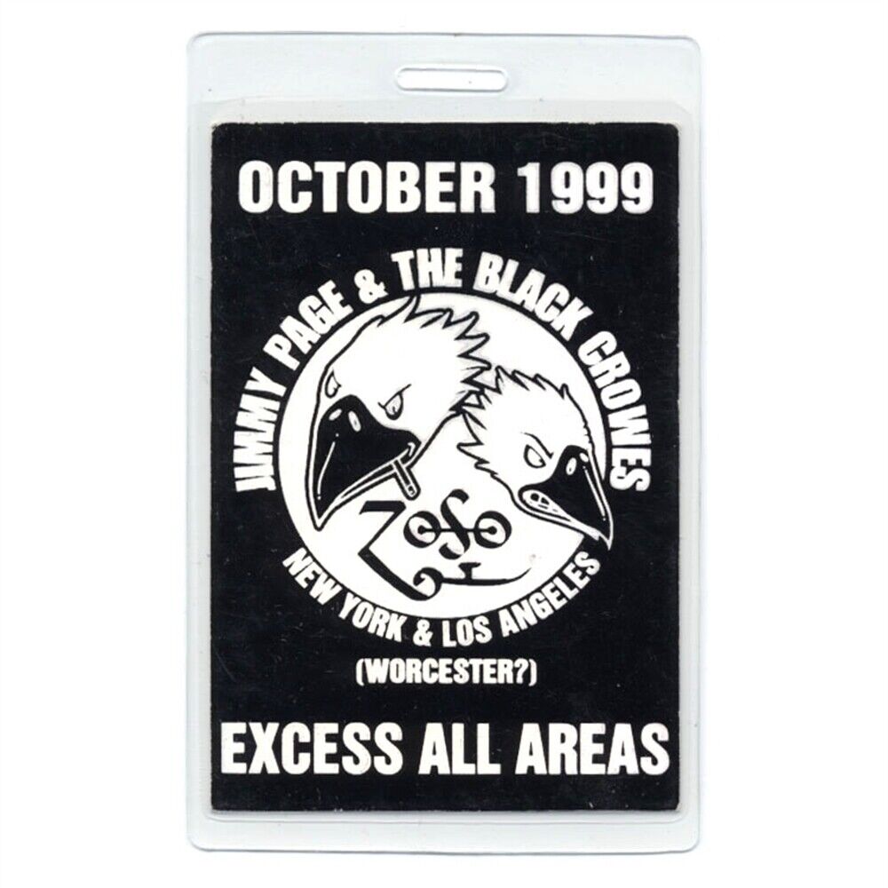 Jimmy Page Black Crowes 1999 concert tour Laminated Backstage Pass Led ...