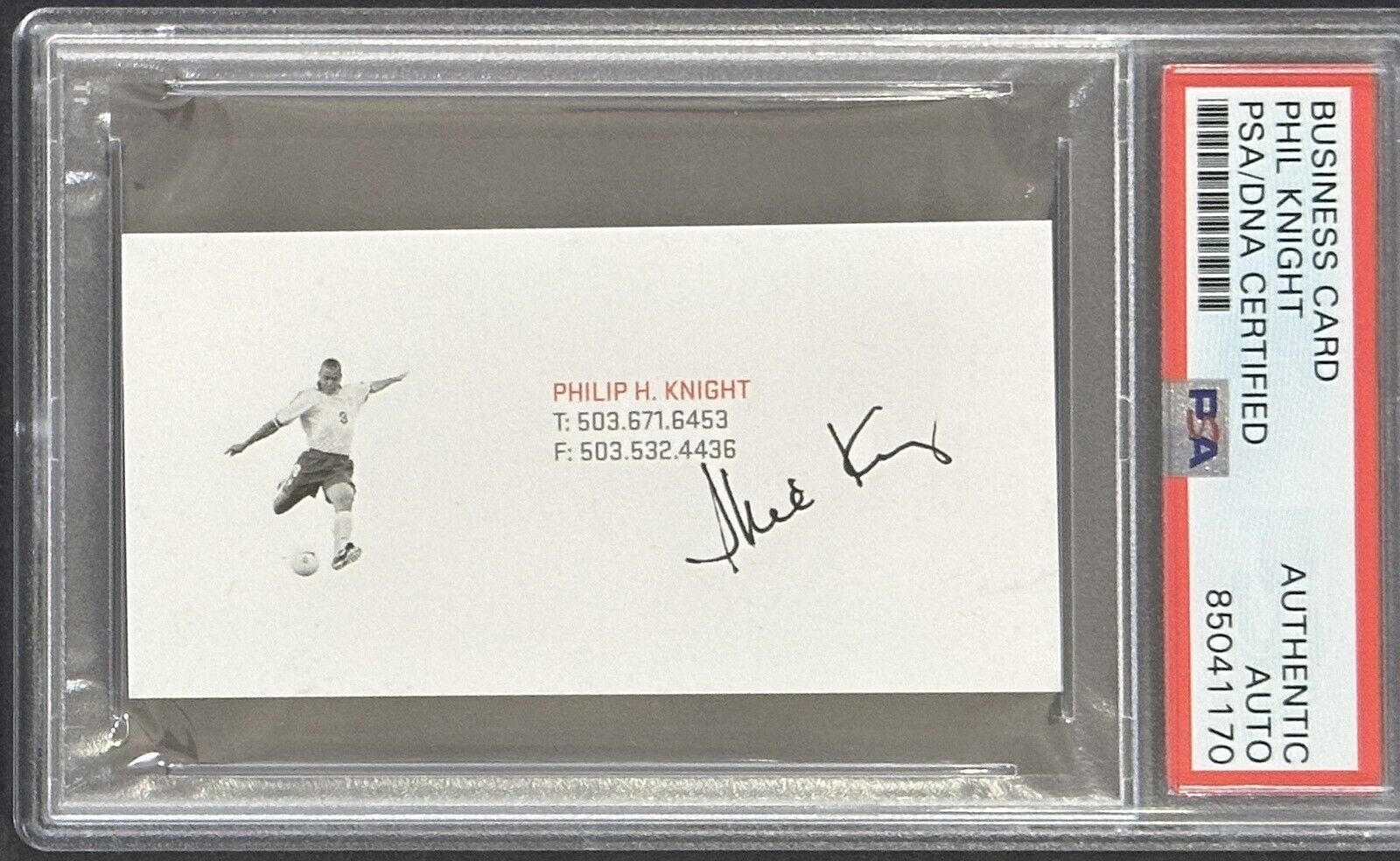PHIL KNIGHT NIKE CEO SIGNED BUSINESS CARD PSA DNA COA AUTOGRAPH SOCCER ...