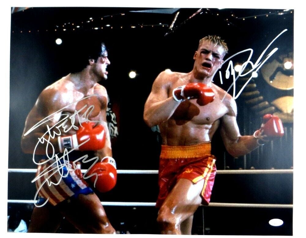 Sylvester Stallone Dolph Lundgren Autographed 16X20 Photo Rocky IV JSA ...