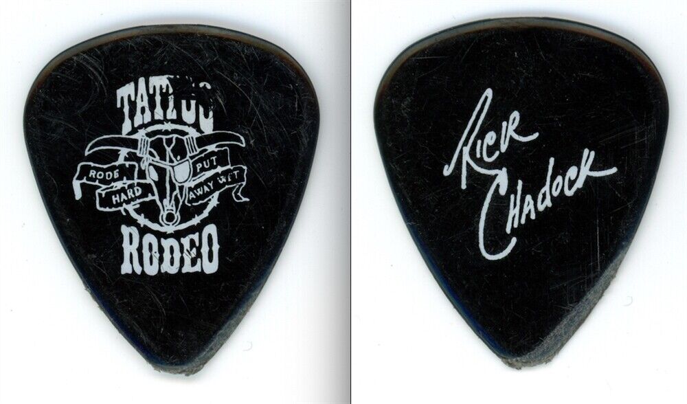 Tattoo Rodeo Rick Chadock Signature Black Guitar Pick - 1991 Tour Opens ...