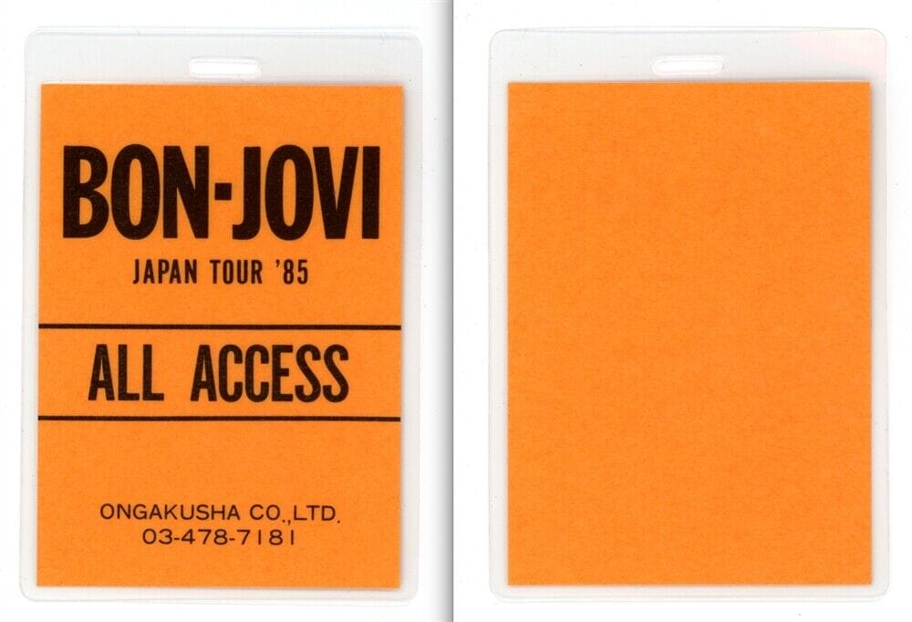 Bon Jovi 7800° Fahrenheit 1985 Japan Tour All Access Laminated ...