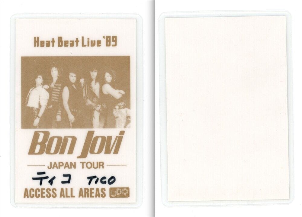 Bon Jovi Tico Torres Used 1989 Heat Beat Live AAA Laminated Backstage ...