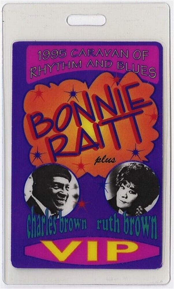 Bonnie Raitt 1995 tour w/ Charles & Ruth Brown Band VIP Laminated ...