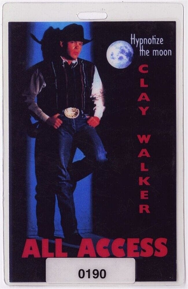 Clay Walker 1995 Hypnotize the Moon tour All Access Laminated Backstage ...