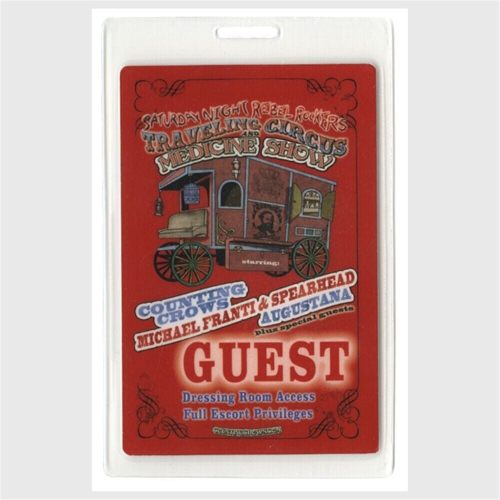 Counting Crows 2009 Traveling Circus concert Tour Laminated Backstage ...
