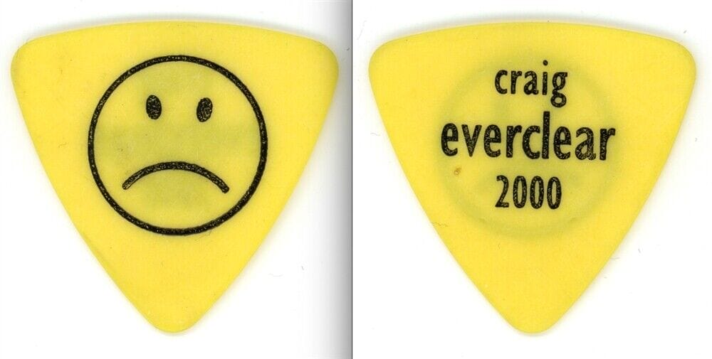 Everclear Craig Montoya Sad Face Yellow Guitar Pick - 2001 Tour ...