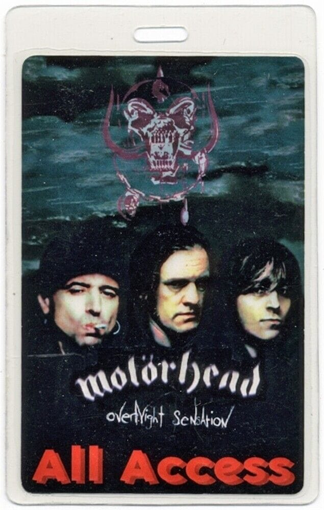 Motorhead 1996 Overnight Sensation tour All Access Laminated Backstage ...