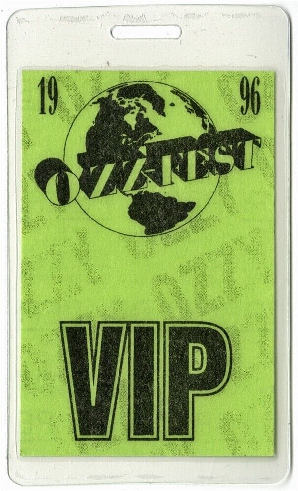 Ozzfest 1996 tour w/ Ozzy Osbourne, Slayer Band VIP Laminated Backstage ...
