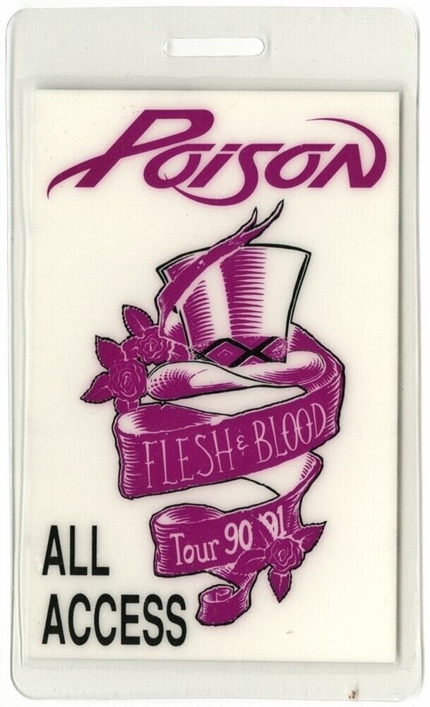 Poison 1990 Flesh and Blood Tour official AA concert Laminated ...