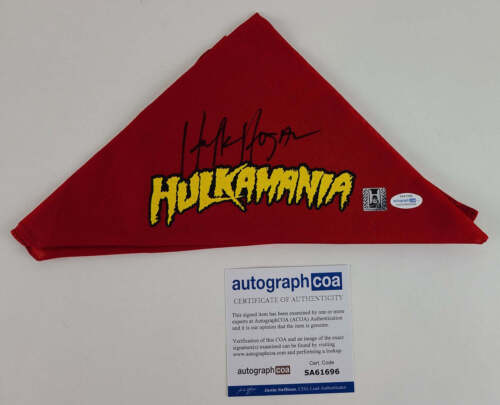 Hulk Hogan Autographed Hulkamania Bandana Hulk Hologram ACOA | Autographia