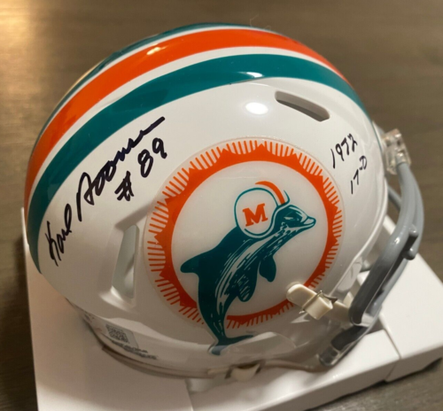 KARL NOONAN MIAMI DOLPHINS 17-0 1972 SIGNED AUTO THROWBACK MINI HELMET ...