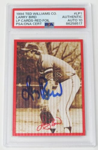 Larry Bird HOF Signed 1994 Ted Williams Red Foil Baseball Card LP1 PSA ...