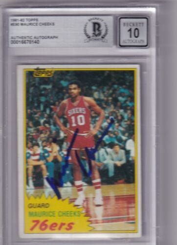 MAURICE CHEEKS signed (1981-82 TOPPS) 76ers #E90 card BECKETT BAS ...