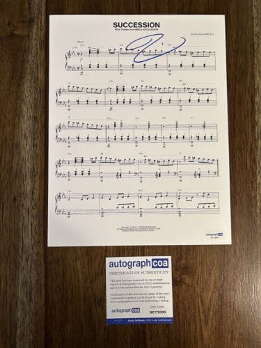 Nicholas Britell ‘Succession’ Signed Intro Theme Song Sheet Music ACOA ... Nicholas Britell ‘Succession’ Signed Intro Theme Song Sheet Music ACOA ...