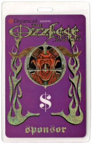Pantera 2000 Ozzfest tour gold foil Laminated Backstage Pass Ozzy ...