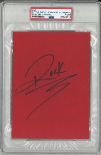 THE ROCK SIGNED LARGE CUT SIGNATURE PSA DNA 84626118 WWE DWAYNE JOHNSON ...