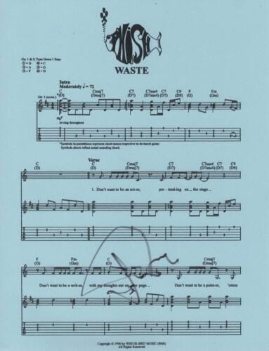 Trey Anastasio Phish Signed Autograph Waste Sheet Music - Billy ...