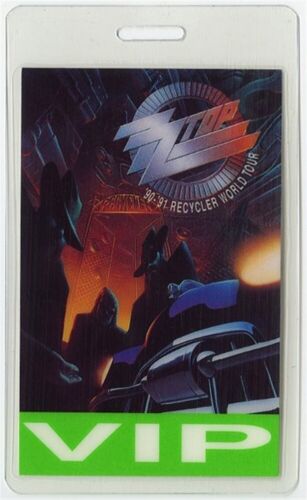 ZZ Top 1990 Recycler concert tour collectible band VIP Laminated ...