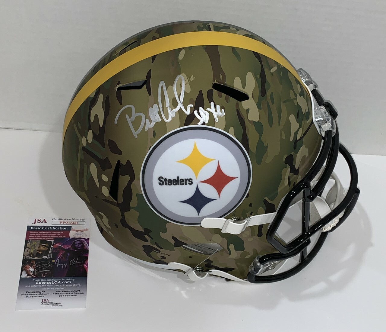 BILL COWHER SIGNED PITTSBURGH STEELERS FULL SIZE REPLICA CAMO HELMET ...