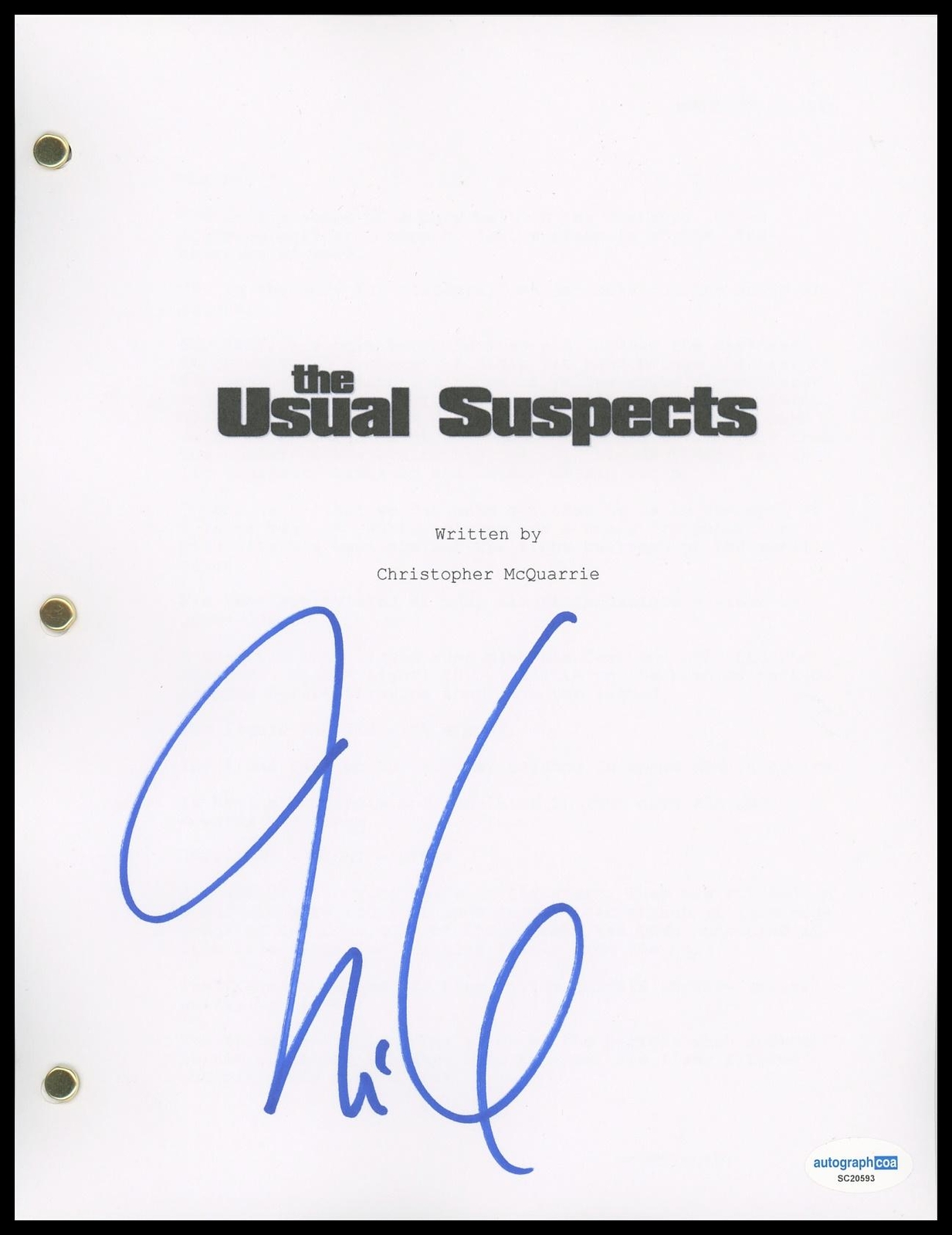 Christopher McQuarrie "The Usual Suspects" AUTOGRAPH Signed Script ...