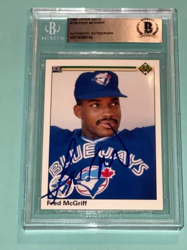FRED McGRIFF Signed 1990 UPPER DECK Card #108 Beckett Authenticated BAS ...