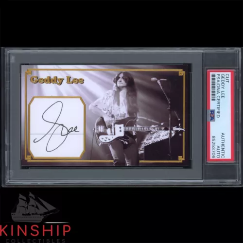 Geddy Lee signed Cut 3x5 Custom Card PSA DNA Slab Rush Music Auto C2920 ...