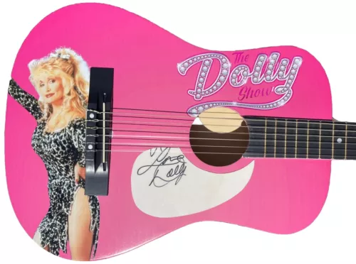 Here You Come Again Dolly Parton Autographed Pink Full Size Acoustic ...