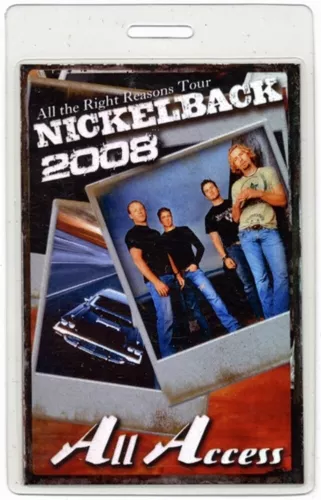 Nickelback 2008 All the Right Reasons Tour All Access Laminated ...