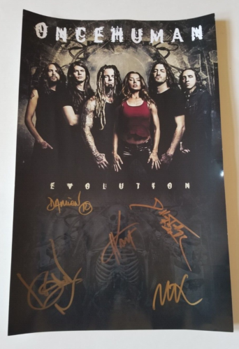 Once Human band REAL hand SIGNED 11x17 Evolution Promo Poster #1 COA ...