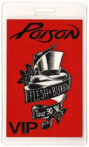 Poison 1990 Flesh and Blood Concert Tour Laminate VIP Backstage Pass ...