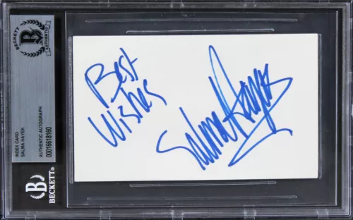 Salma Hayek Grown Ups "Best Wishes" Signed 3x5 Index Card BAS Slabbed 1 ...