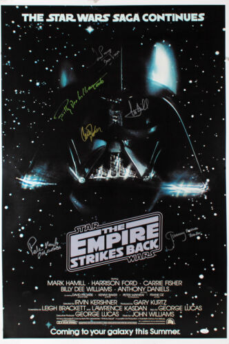 Star Wars ESB (6) Fisher, Hamill, Prowse +3 Signed 27x40 Poster JSA # ...