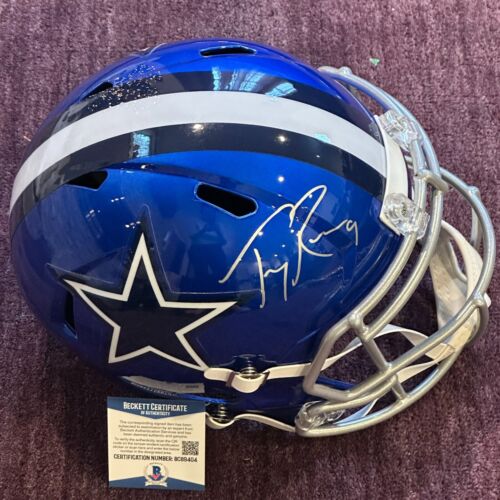TONY ROMO Signed Full-Size Dallas COWBOYS FLASH Helmet w/ Beckett COA ...