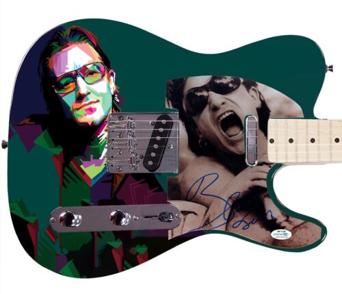 U2 Bono Autographed Signed 1/1 Custom Photo Graphics Guitar ACOA ...
