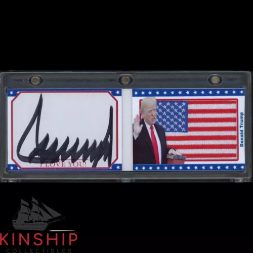 President Donald Trump signed Cut with USA Flag Patch Booklet JSA LOA ...