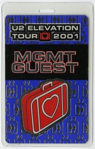 U2 2001 Elevation Concert Tour Guest Foil Laminated Backstage Pass ...