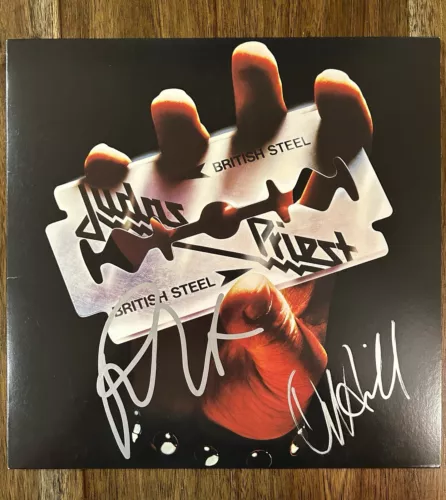 ‘Judas Priest’ Signed Vinyl Album ‘British Steel’ Rob Halford & Ian Hill PROOF | Autographia