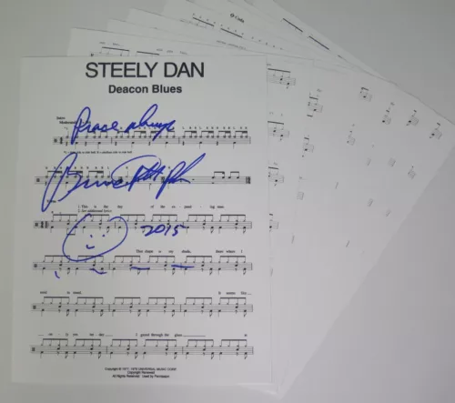 Bernard Purdie STEELY DAN Signed Auto "Deacon Blues" Drum Chart Sheet Music JSA | Autographia