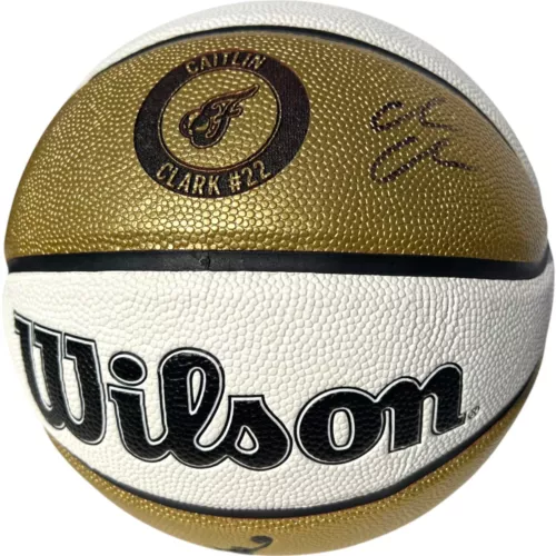 CAITLIN CLARK SIGNED INDIANA FEVER WILSON GOLD BASKETBALL WNBA IOWA ...