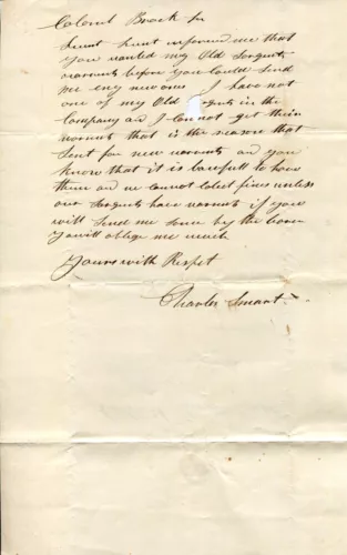 Charles Smart Letter To Colonel Simeon Brock Maine Militia Signed ...