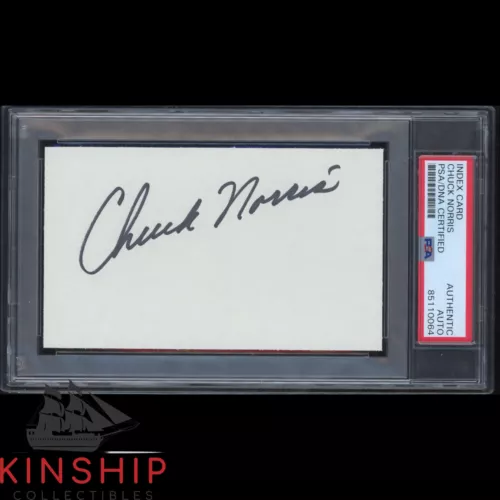 Chuck Norris signed 3x5 Cut PSA DNA Slabbed Auto Actor Rare Dodgeball ...