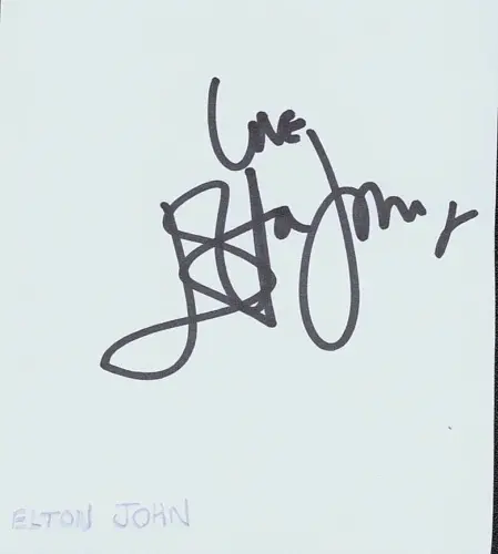 ELTON JOHN Signed Autograph 5x5 Paper Autograph Grade 10 JSA LOA ...
