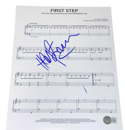 Hans Zimmer Signed Autograph Sheet Music "First Step" Interstellar ...