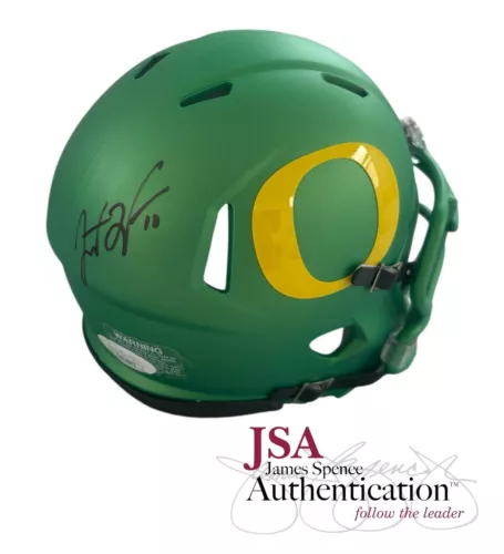 Justin Herbert Signed Oregon Ducks Green Apple Riddell MINI Helmet JSA ...