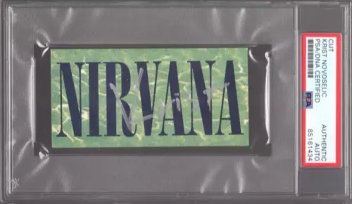 KRIST NOVOSELIC HAND SIGNED 2x4 CUT SIGNATURE NIRVANA PSA SLABBED ...