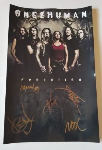 Once Human band REAL hand SIGNED 11x17 Evolution Promo Poster #1 COA ...