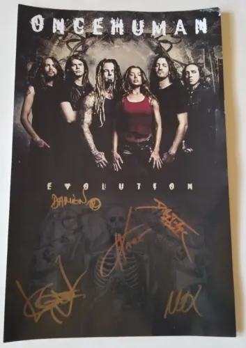 Once Human band REAL hand SIGNED 11x17 Evolution Promo Poster #4 COA ...