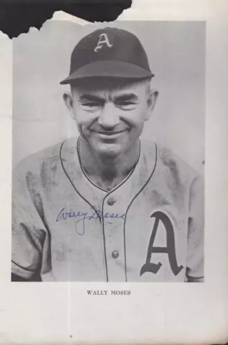ORIGINAL PHILADELPHIA ATHLETICS WALLY MOSES SIGNED PHOTO RIPPED W/ COA ...